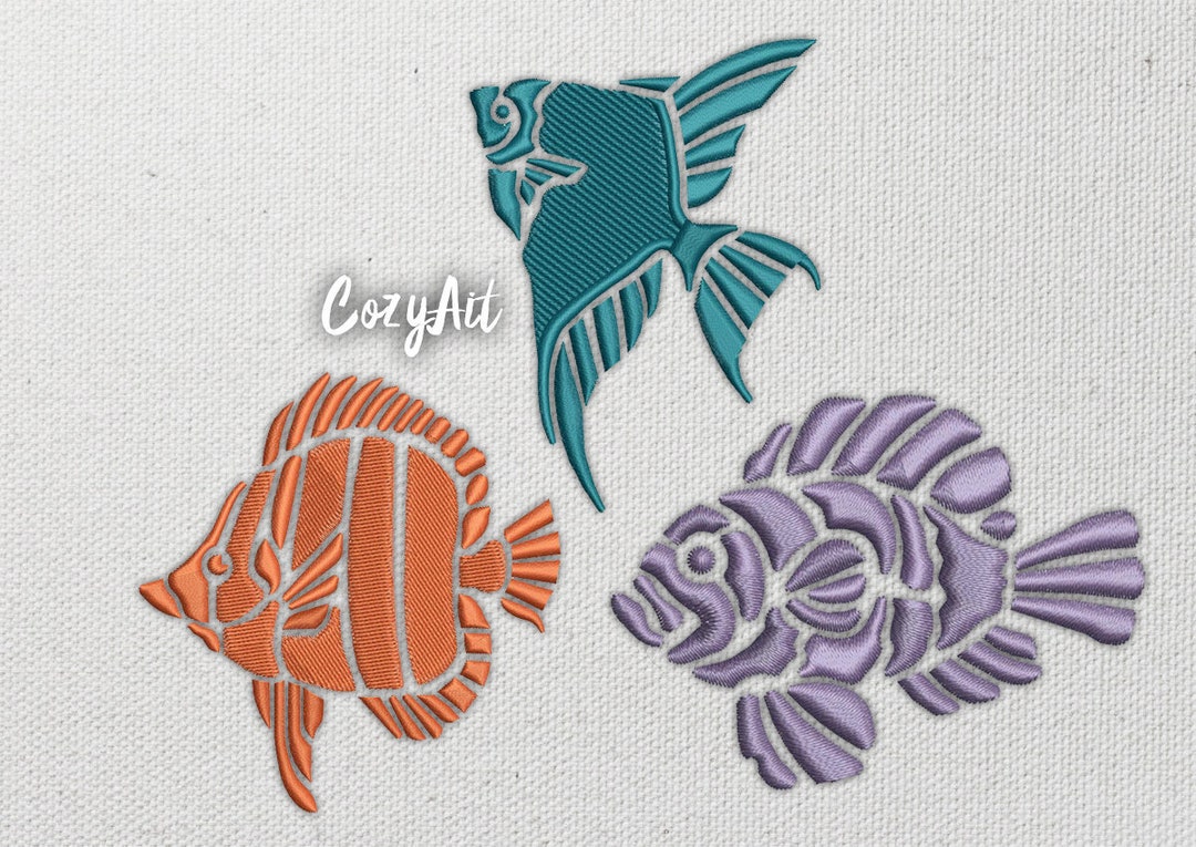 DIGITAL: Ocean Fish Tattoo Set (single Color) - Pack of 3 Embroidery ...