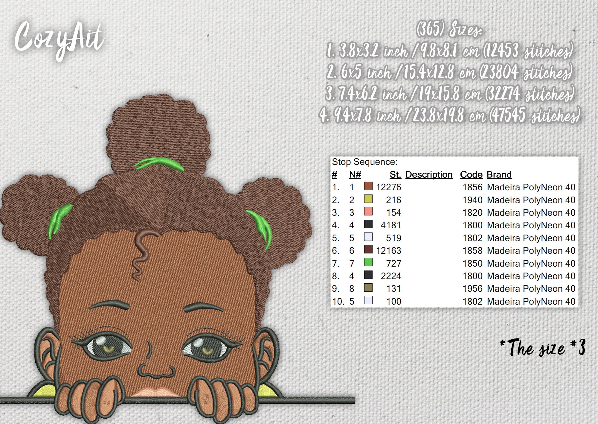 DIGITAL: Peek A Boo Baby Girl With Three Afro Puffs Hairstyle - 4 Sizes ...