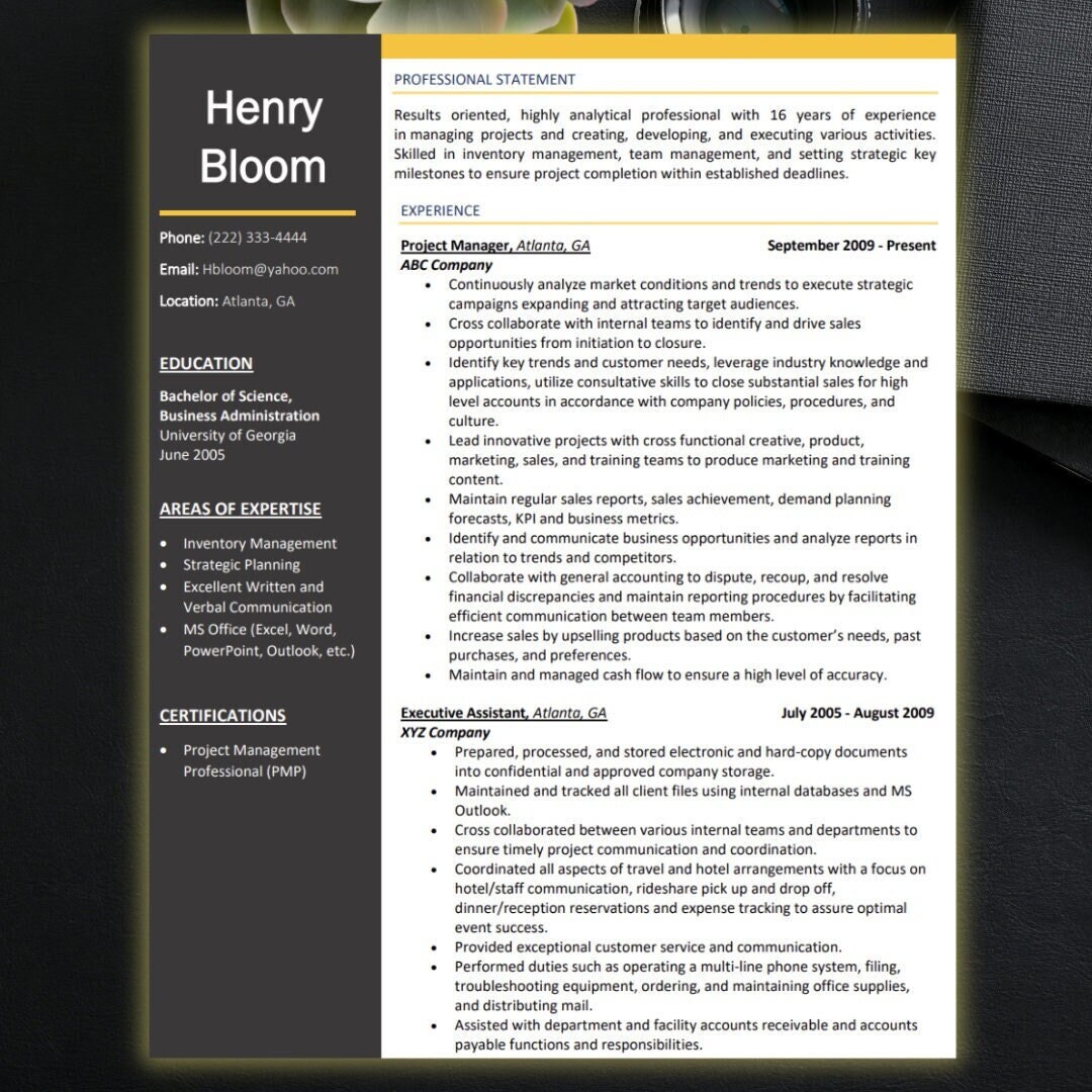 Resume Template - Etsy