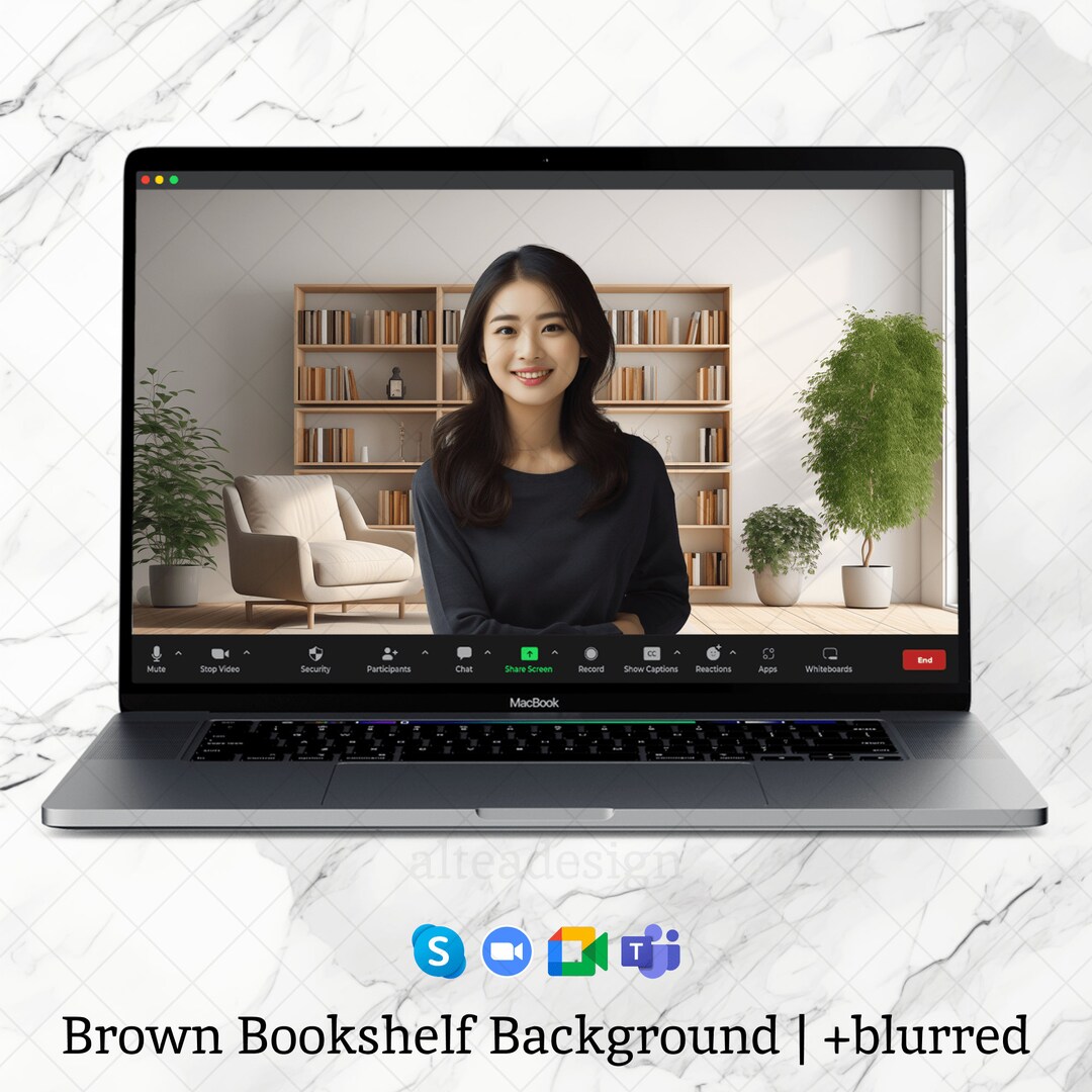 Brown Bookshelf Zoom Background Virtual Meeting Background, Home Office ...