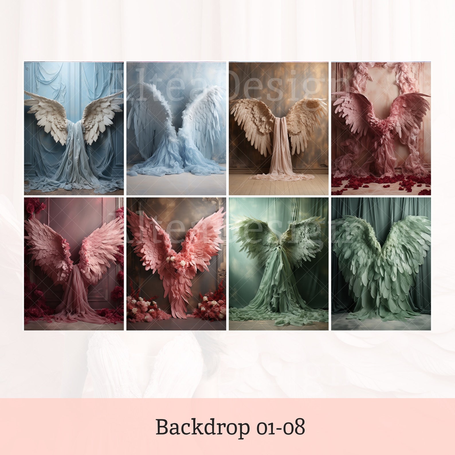 19x Color Angel Wings Digital Backdrops | Colorful Angel Wing ...