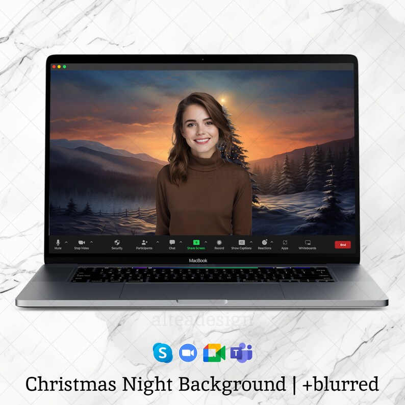 Christmas Night Zoom Background Virtual Meeting Background, Home Office ...