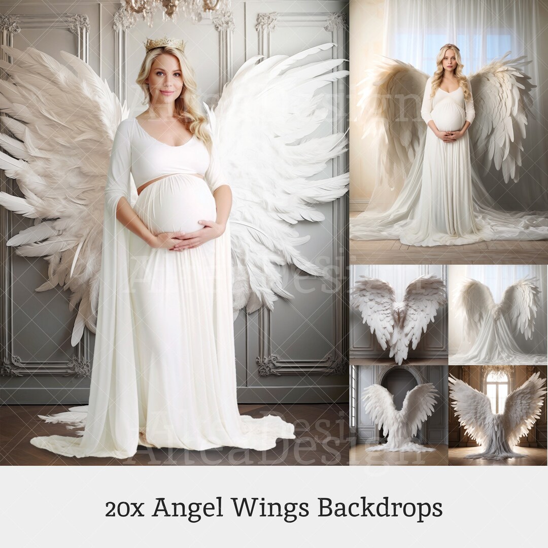 20x Angel Wings Digital Backdrops | White Angel Wings Backgrounds ...