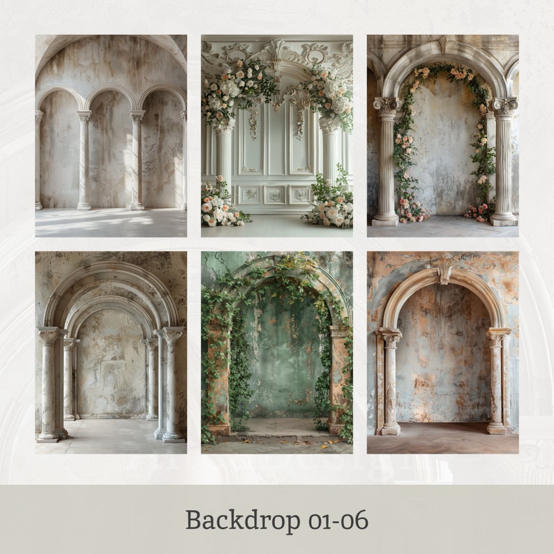 12x Concrete Arch Digital Backdrops Classic Arch Backgrounds Maternity ...