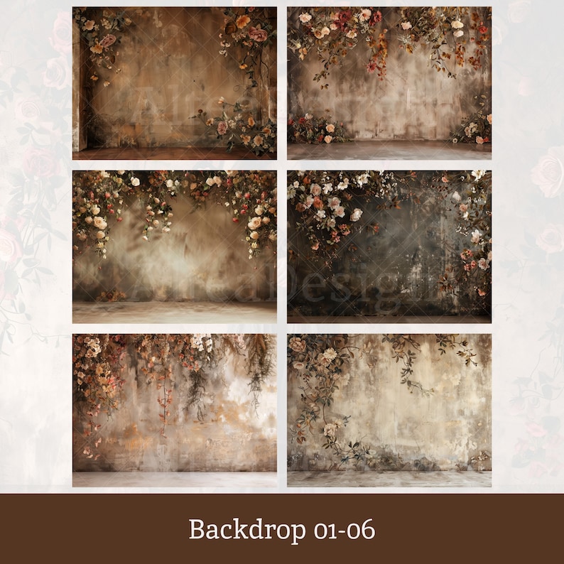 17x Floral Old Master Backdrops Classic Vintage Backgrounds Maternity ...