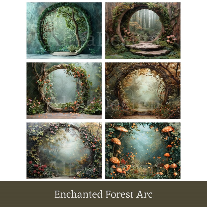 12x Enchanted Forest Backdrop Forest Jungle Arc Path Digital ...