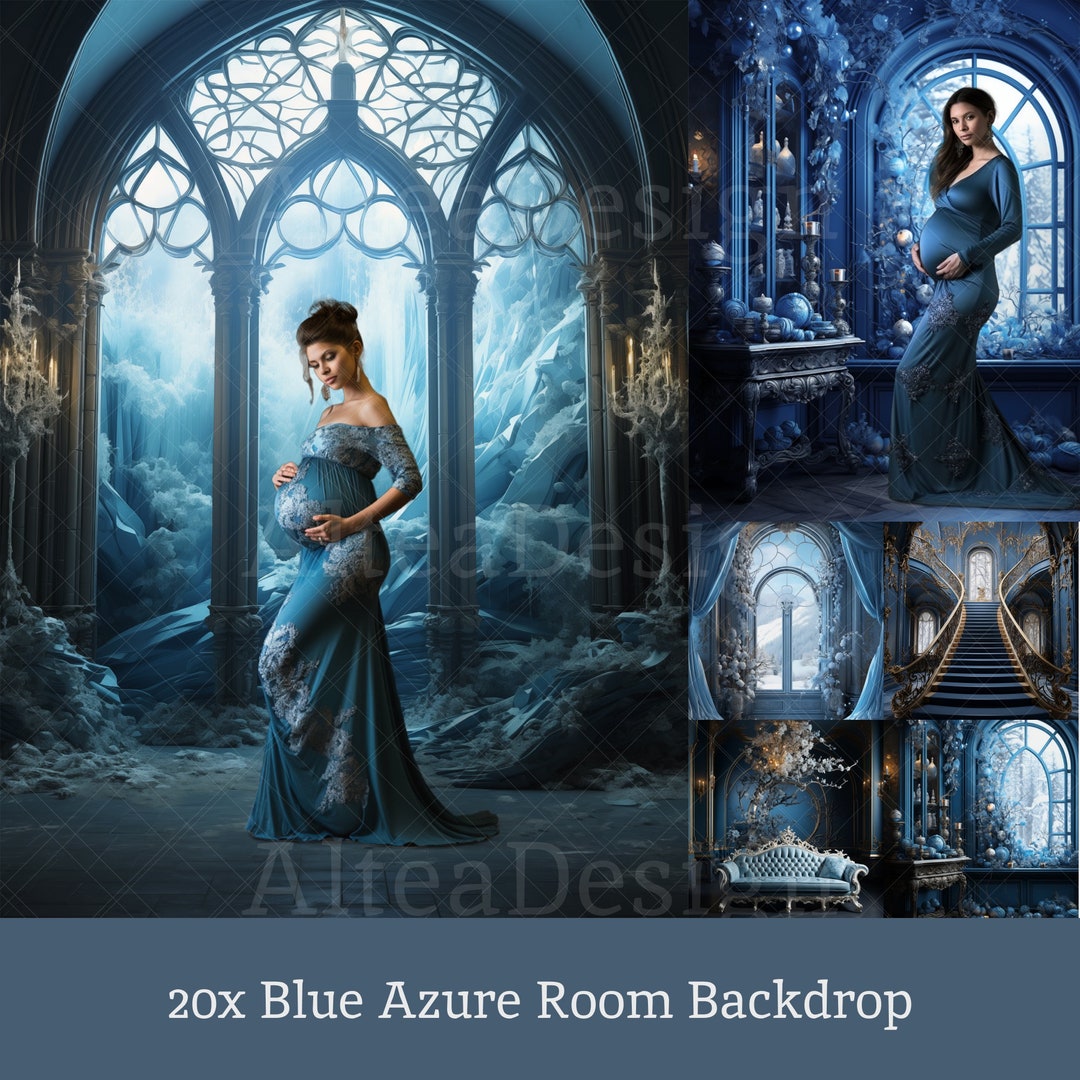 20x Blue Azure Room Backdrops | Blue Room Digital Backgrounds ...