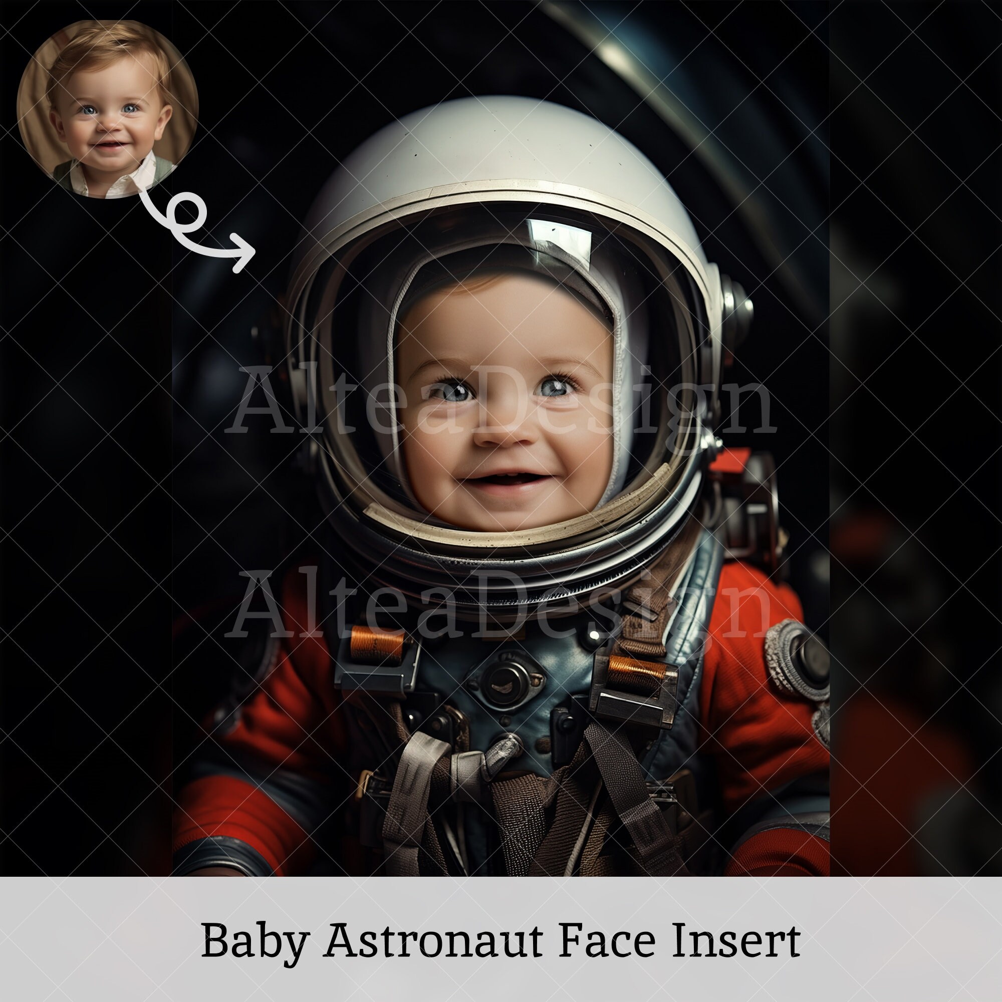 Baby Astronaut Face Insert for Photoshop Composite, Digital Background ...