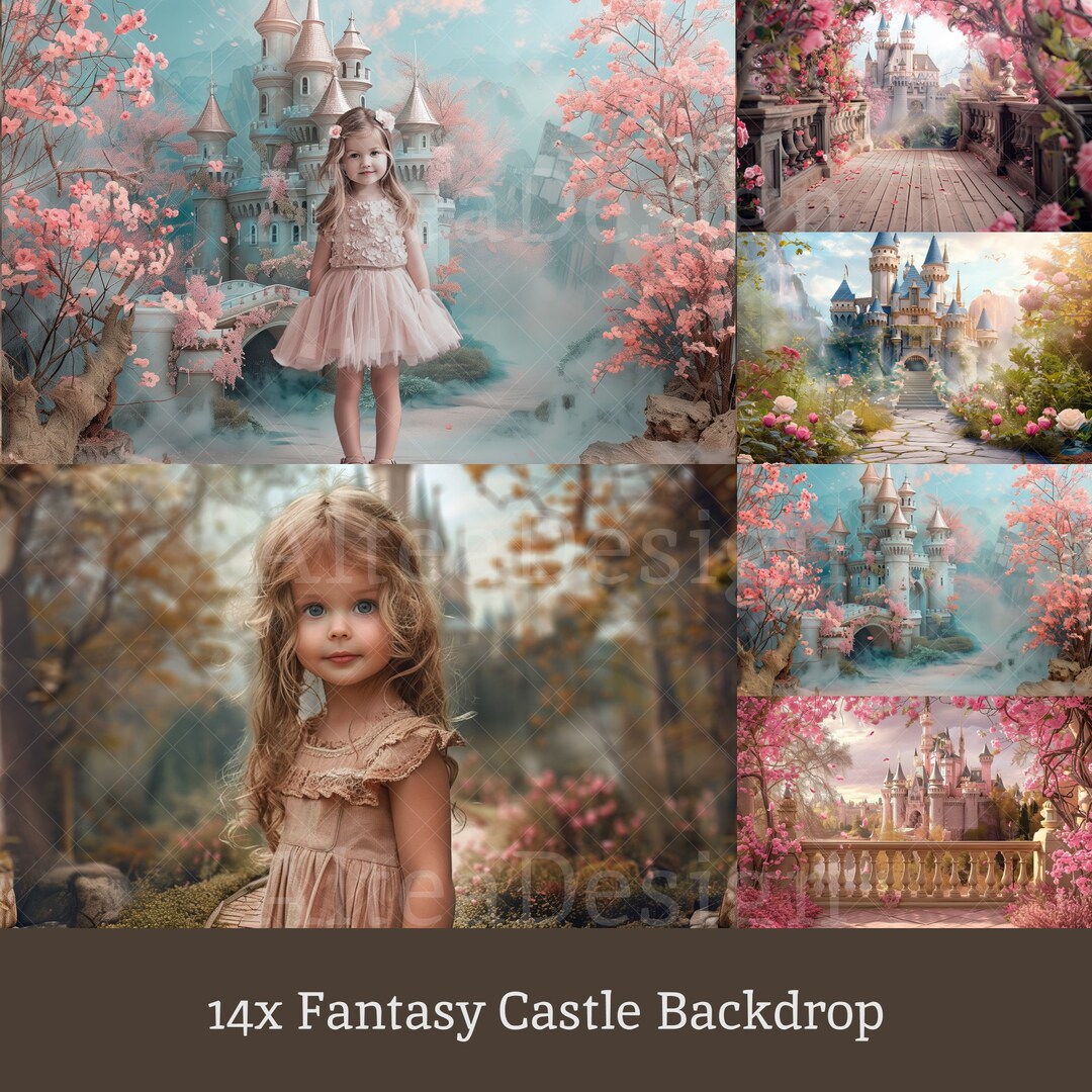 14x Fantasy Castle Backdrop | Castle Path Balcony Digital Backgrounds ...