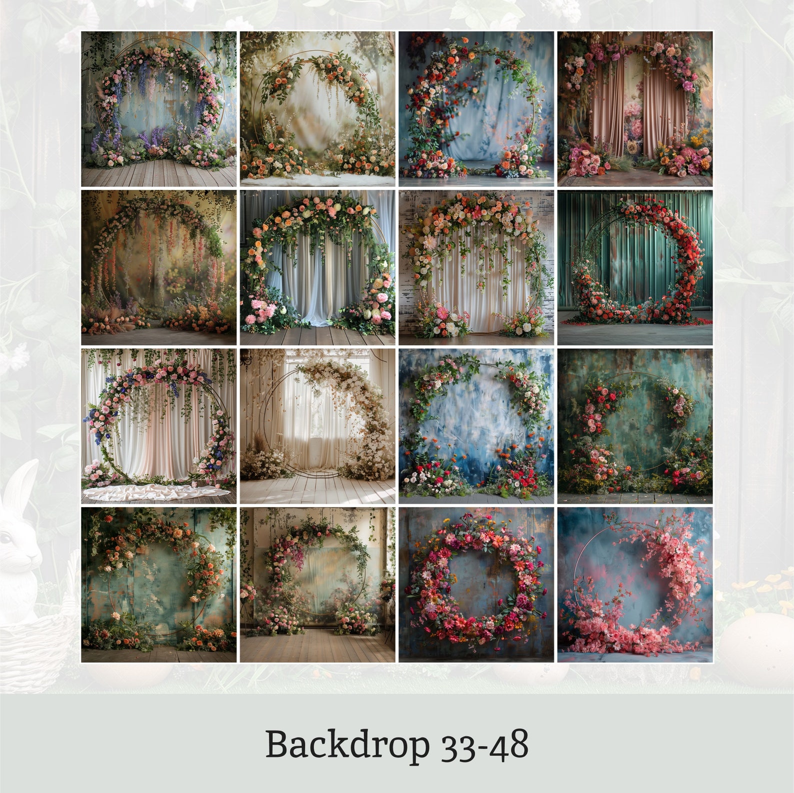 60x Floral Hop Digital Backdrops | Colorful Floral Texture Backgrounds ...