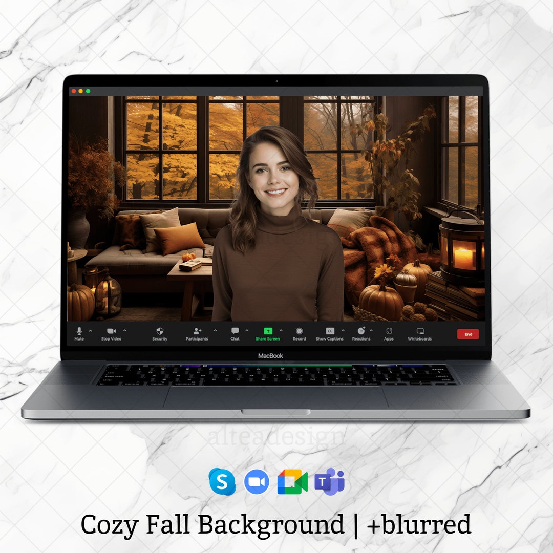 Cozy Fall Zoom Background Virtual Meeting Background, Home Office ...