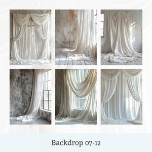 12x White Curtain Digital Backdrops | Drape Backgrounds | Maternity ...
