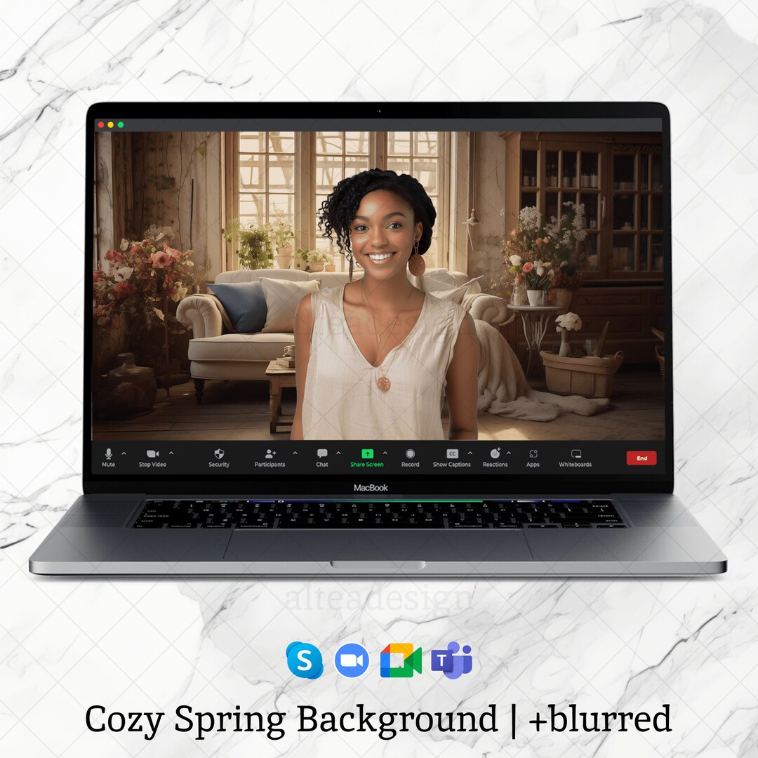 Cozy Spring Zoom Background Virtual Meeting Background, Home Office ...