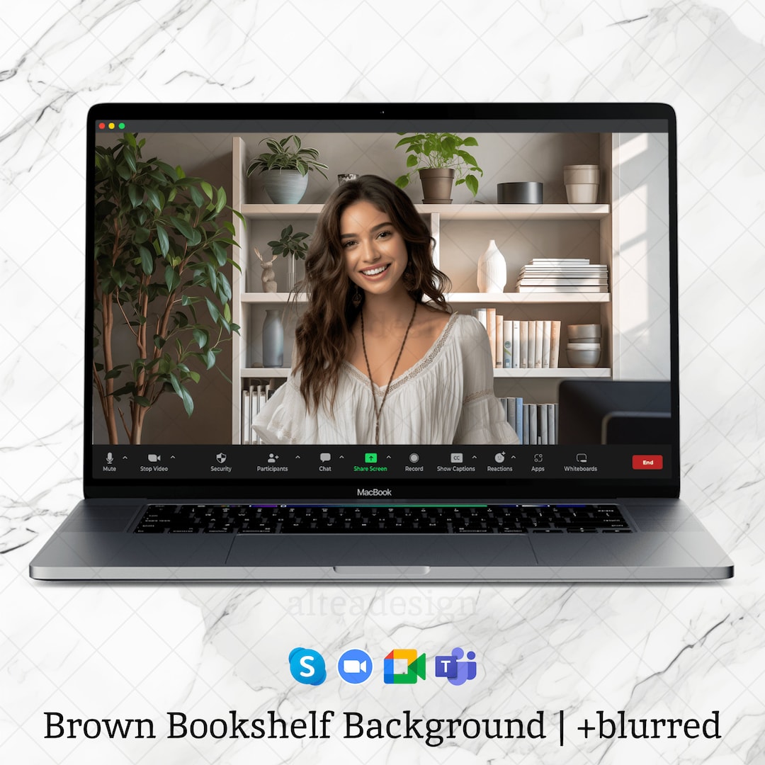 Brown Bookshelf Zoom Background Virtual Meeting Background, Home Office ...