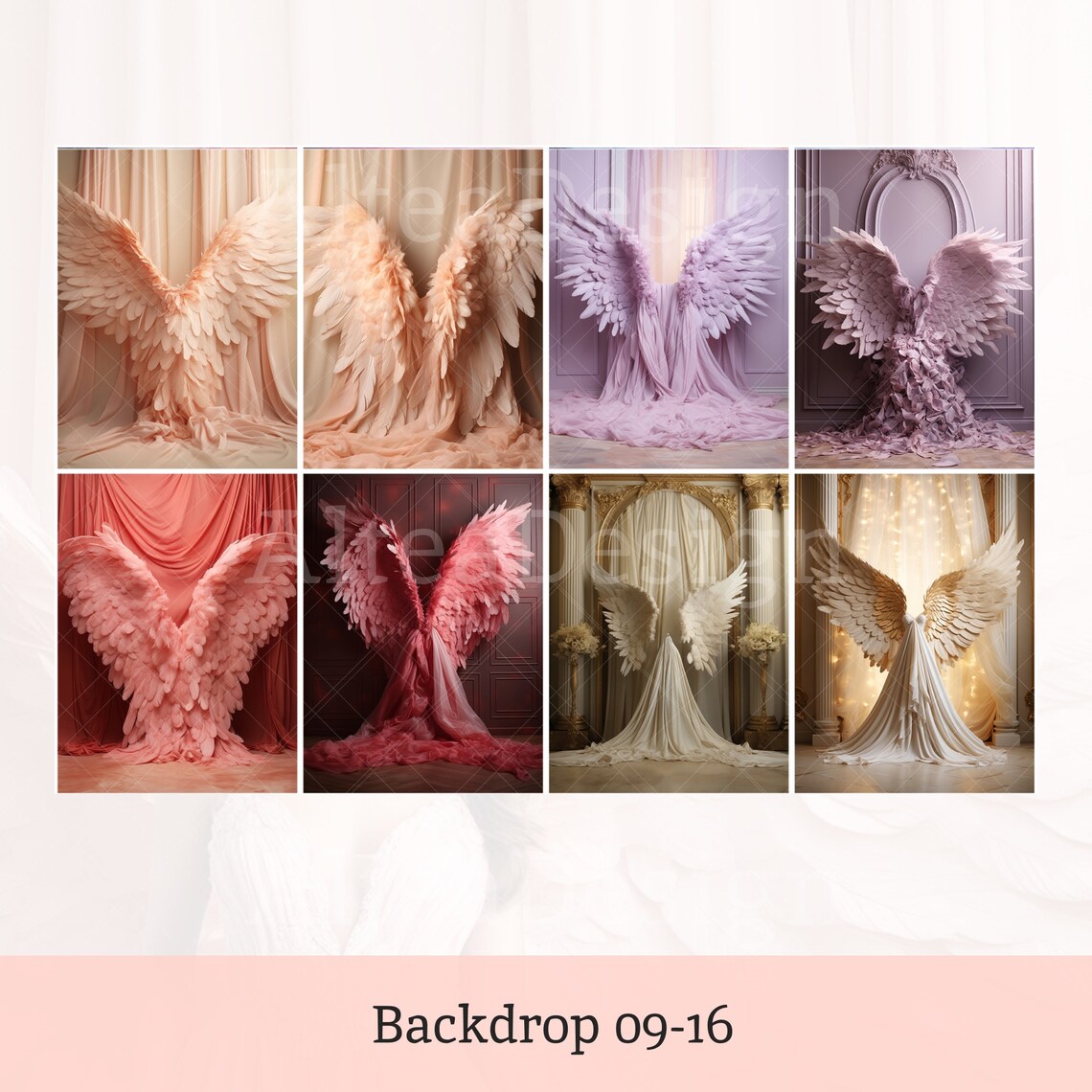 19x Color Angel Wings Digital Backdrops | Colorful Angel Wing ...
