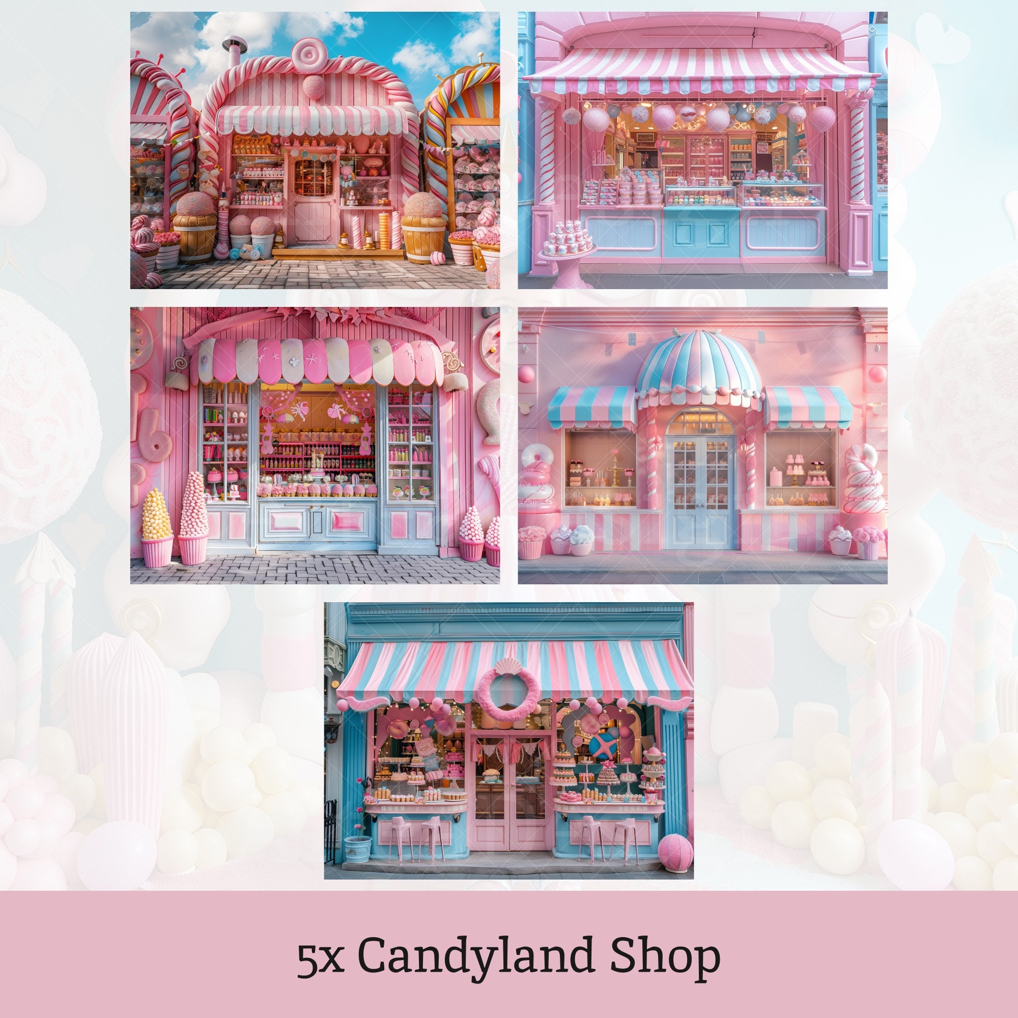 17x Fantasy Candyland Backdrop Castle Store Street Digital Backgrounds ...