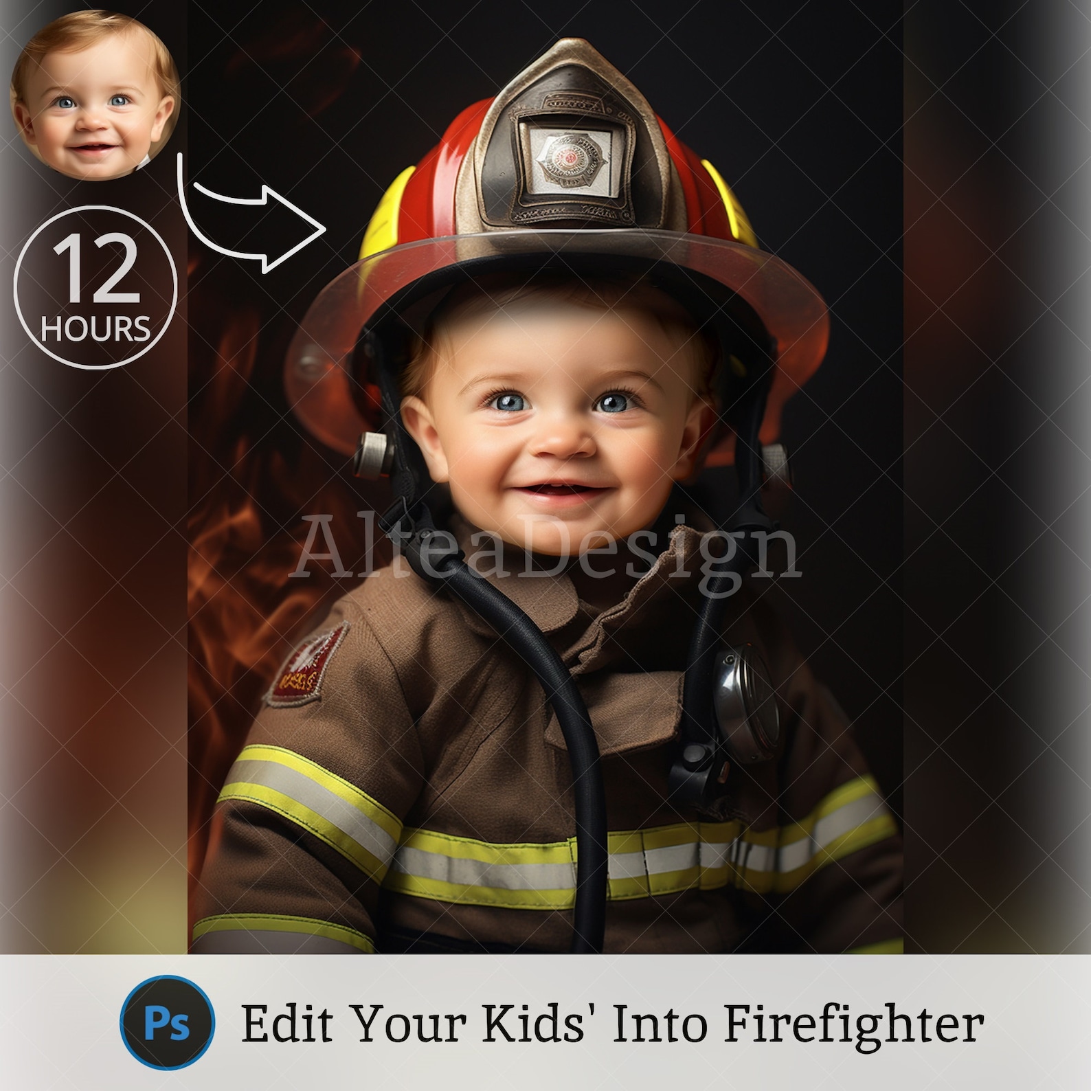 Baby Firefighter Face Insert | for Photoshop Composite, Digital ...