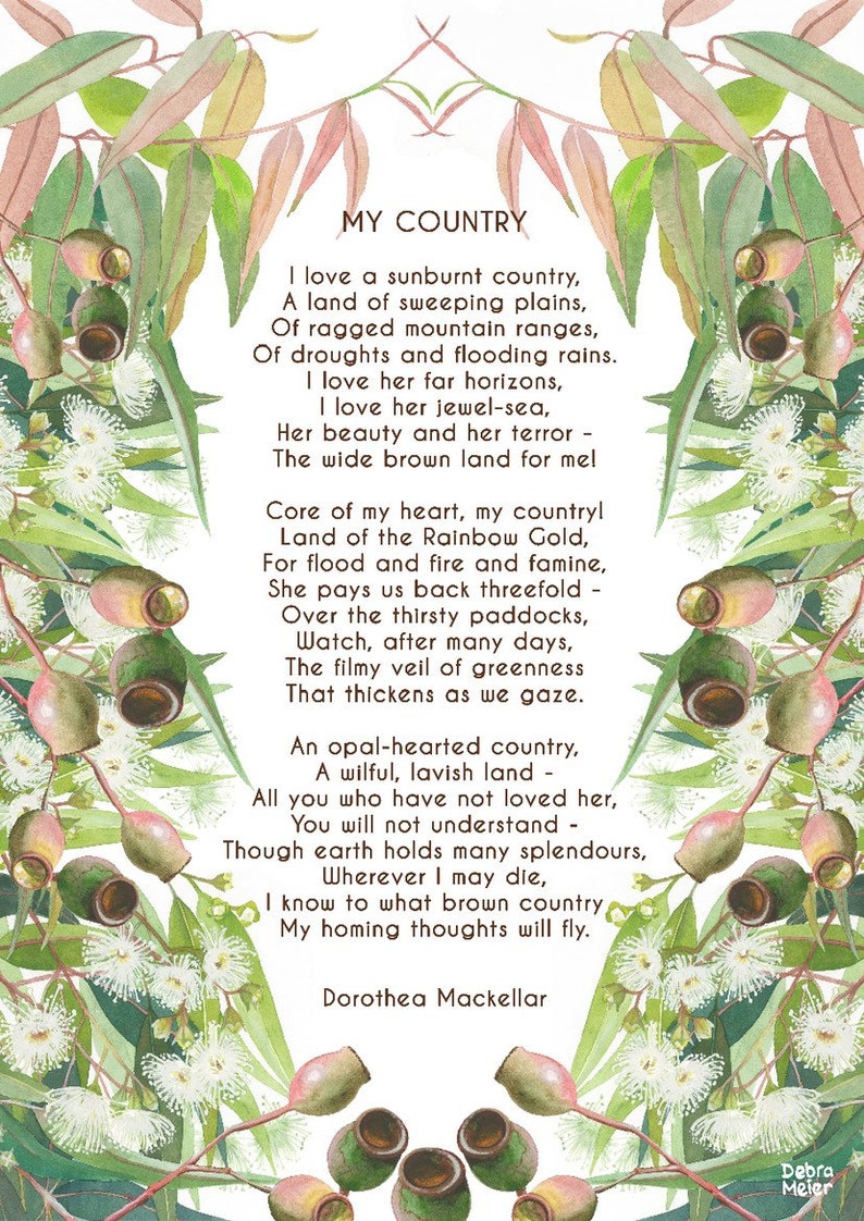 A Sunburnt Countey poem Inspirational poem My Country poem | Etsy