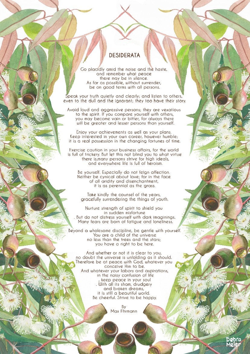 Desiderata Print Inspirational Poem Desiderata Poem - Etsy Australia