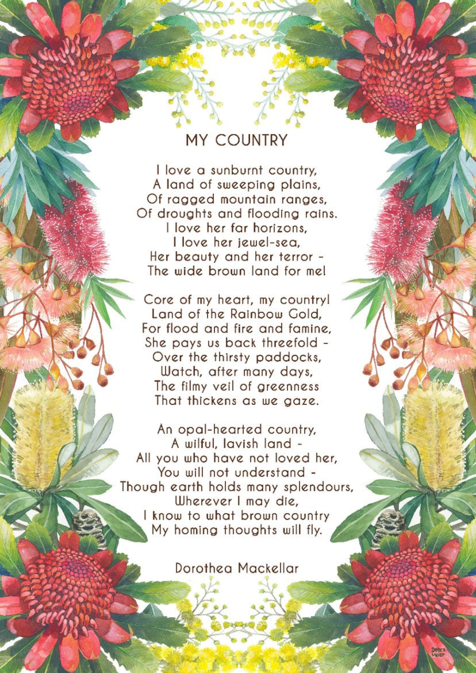 A Sunburnt Country Poem Inspirational Poem My Country Poem - Etsy Australia