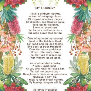 A Sunburnt Country Poem Inspirational Poem My Country Poem | Etsy Australia