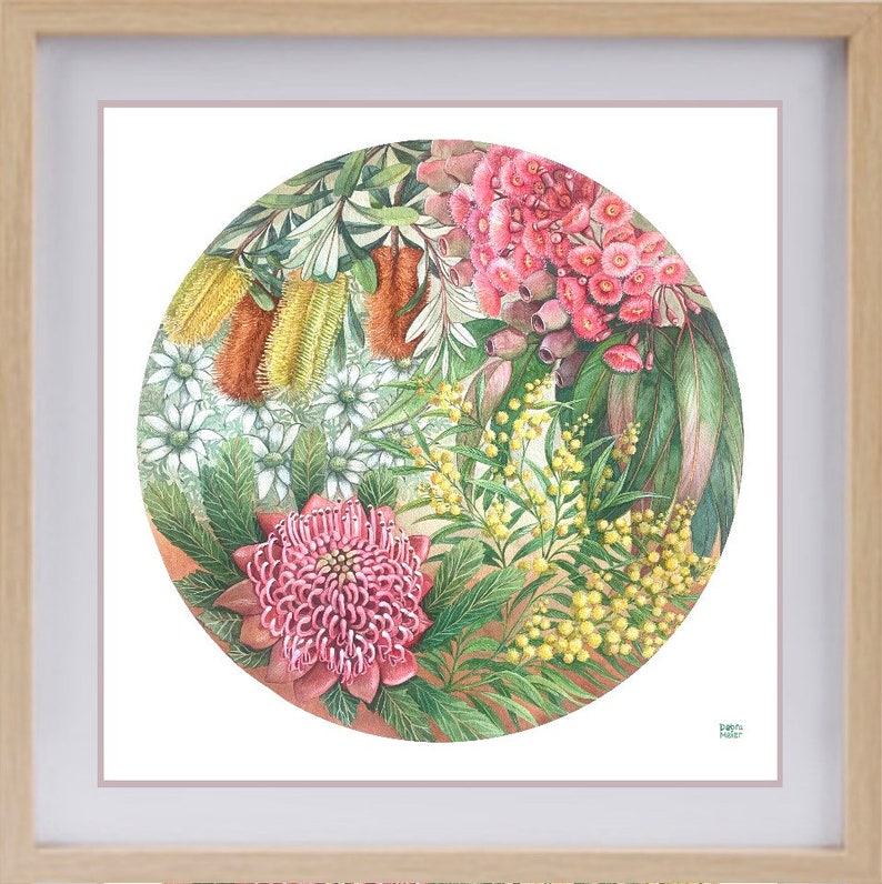 Flowers Mixed Natives Circular Print by Debra Meier Art, Australian ...