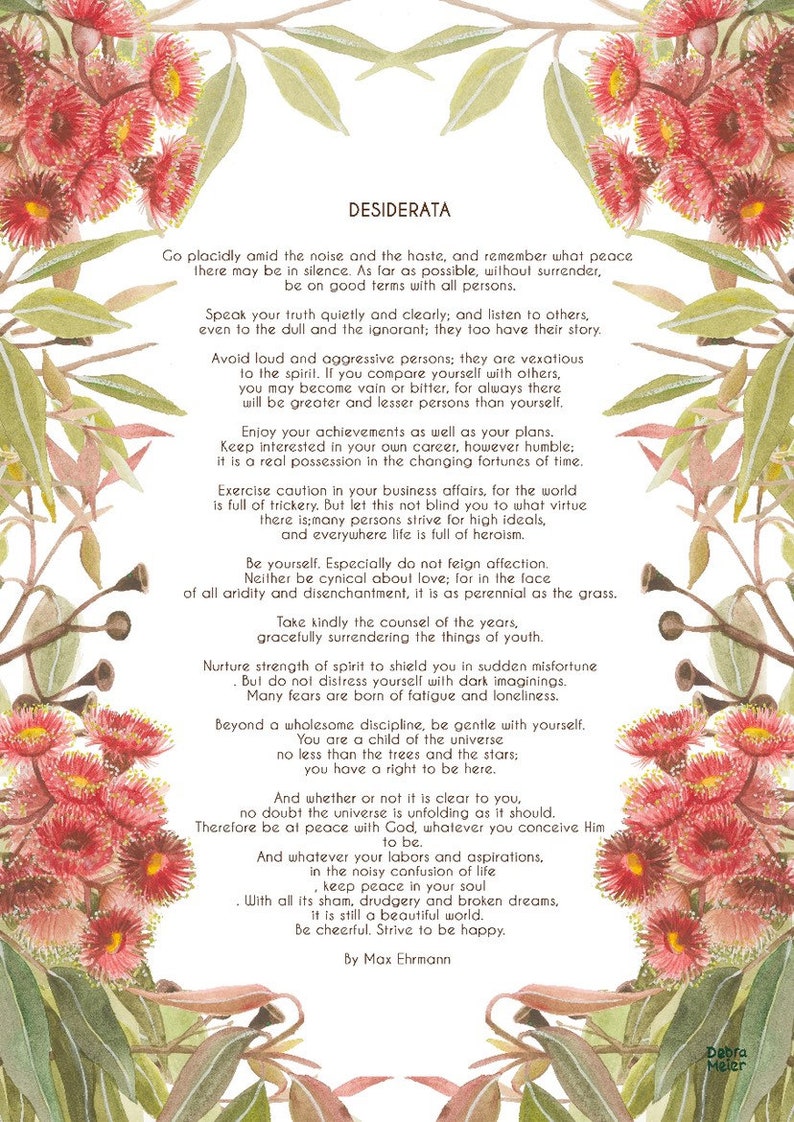 Desiderata Print Inspirational Poem Desiderata Poem | Etsy