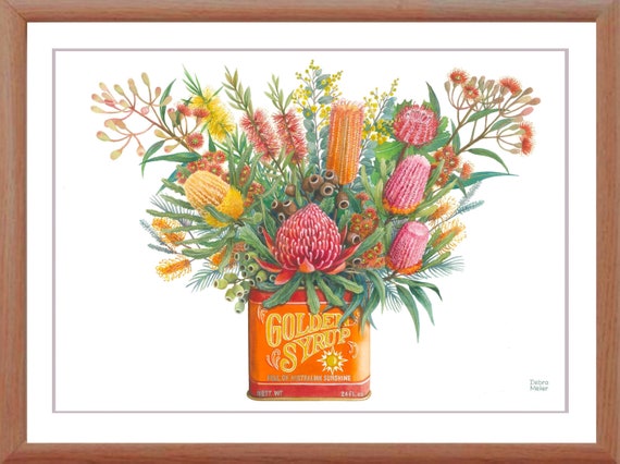 Red and Gold Natives in Vintage Tin Landscape Native Flower - Etsy