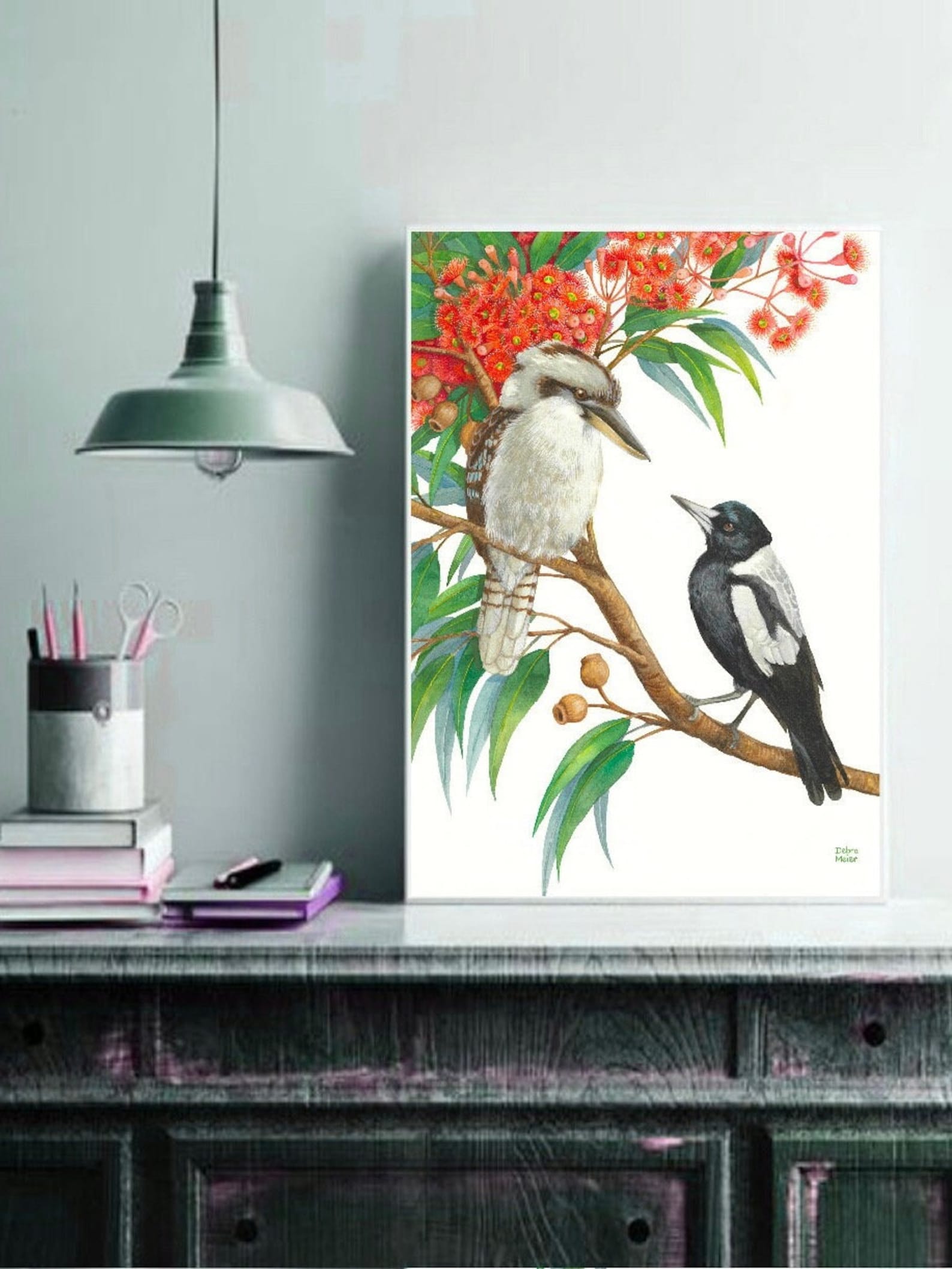 Kookaburra and Magpie Print by Debra Meier Art, Native Bird Print ...