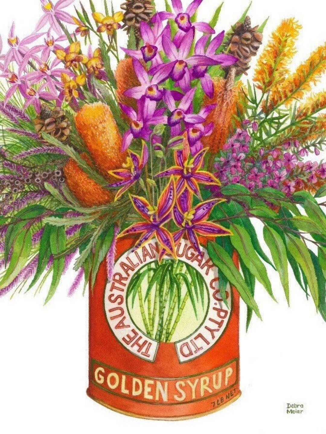 Violet and Orange Natives in Vintage Tin by Debra Meier Art, Portrait ...