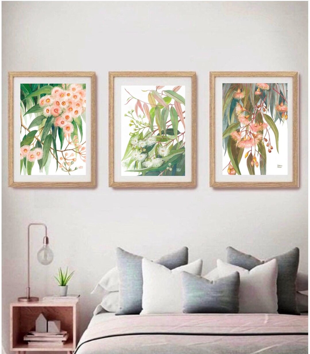 Gum Blossoms Soft Pink Trio Set by Debra Meier Art,set of Three Wall ...