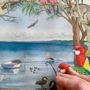 Tuggerah Lakes Scene by Debra Meier Art, Australian Natives Print ...