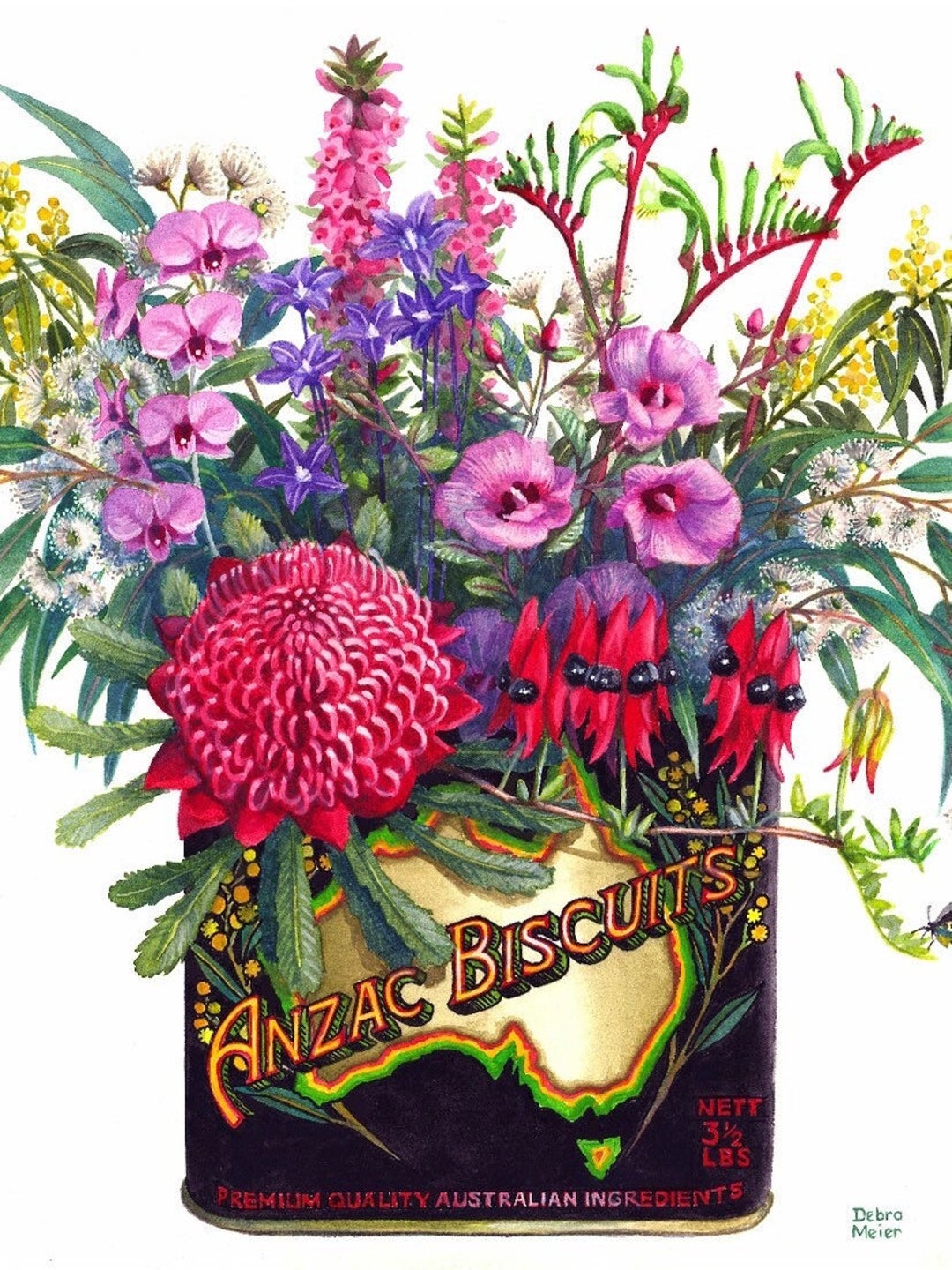 State Floral Emblems in Vintage Tin by Debra Meier Art, Portrait ...