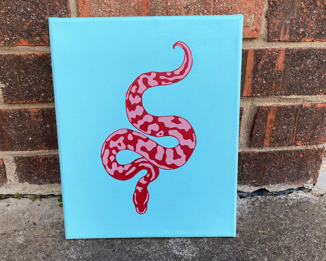 Colorful Snake Canvas Painting - Etsy