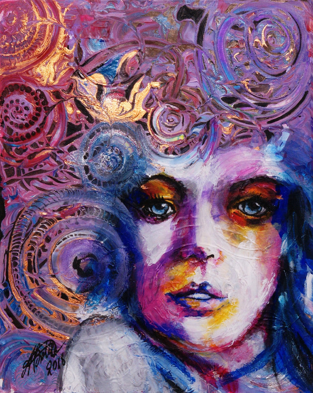 New Pop Art, Portrait, Girl, Girl, Art Print on Canvas by Acrylic on ...