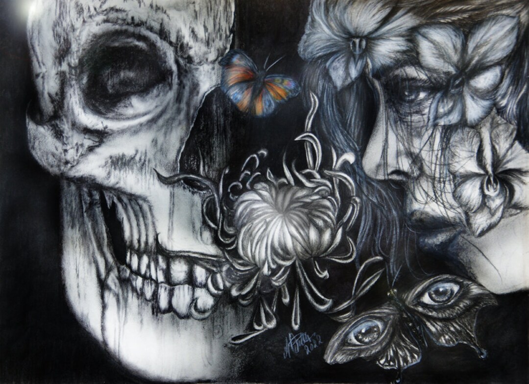 Skull, Skull, Memento Mori, Scull, Transience, Metamorphosis, Butterfly ...