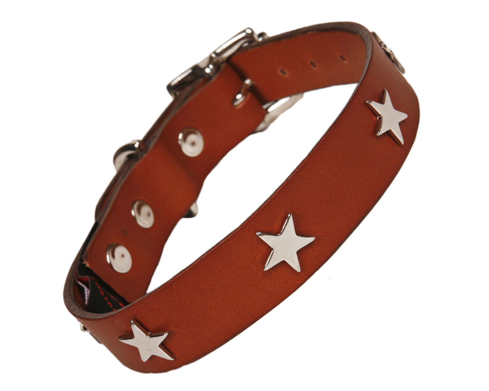 Tan Brown Leather Dog Collar With Silver STAR Studs - Etsy