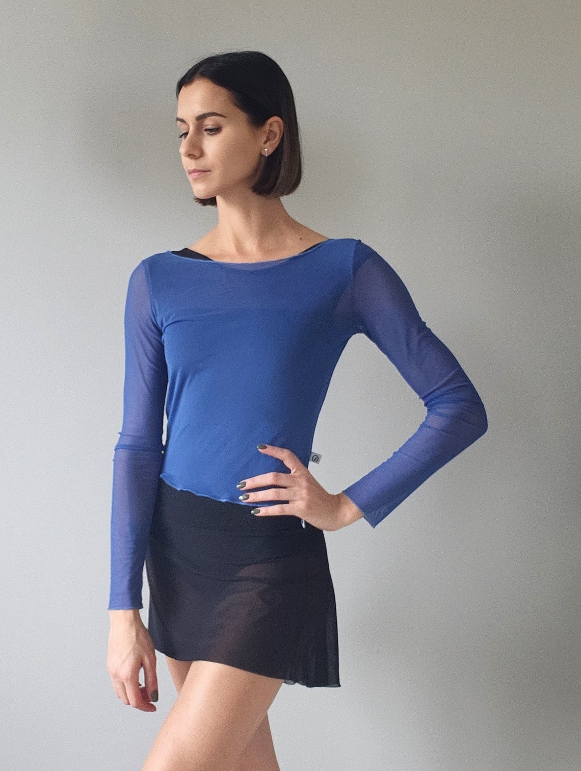 Ballet Top Mesh Top Long Sleeve Mesh Top Women's Mesh Crop Top Long ...