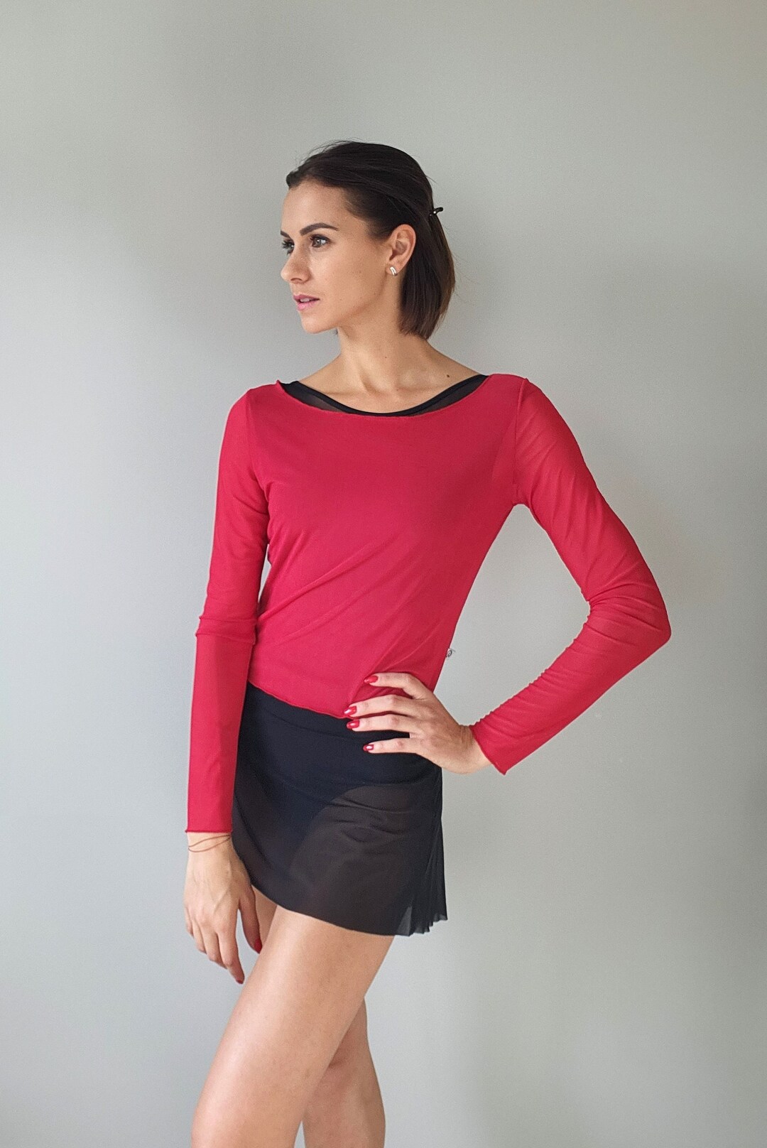 Ballet Top Mesh Top Long Sleeve Mesh Top Women's Mesh Crop Top Long ...