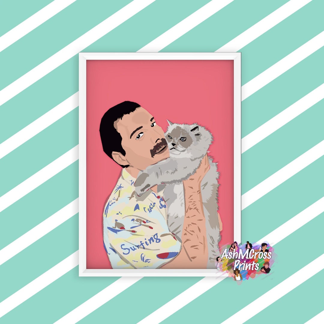 Freddie Mercury Cat Art Print - Etsy