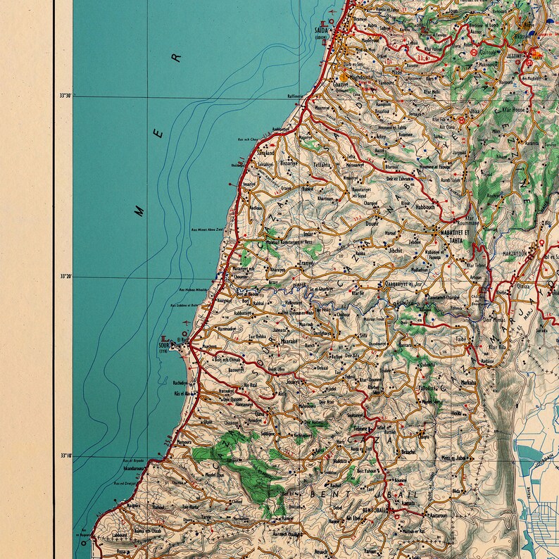 Old Map Of Lebanon Lebanon Wall Art Lebanon Gifts Lebanon | Etsy