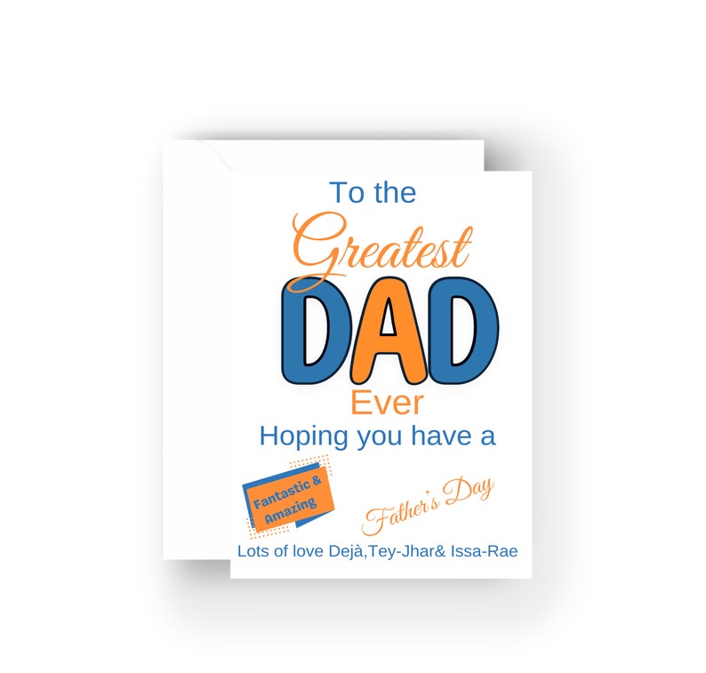 Personalised Handmade Father's Day Card Greetings Card for Dad Fathers ...