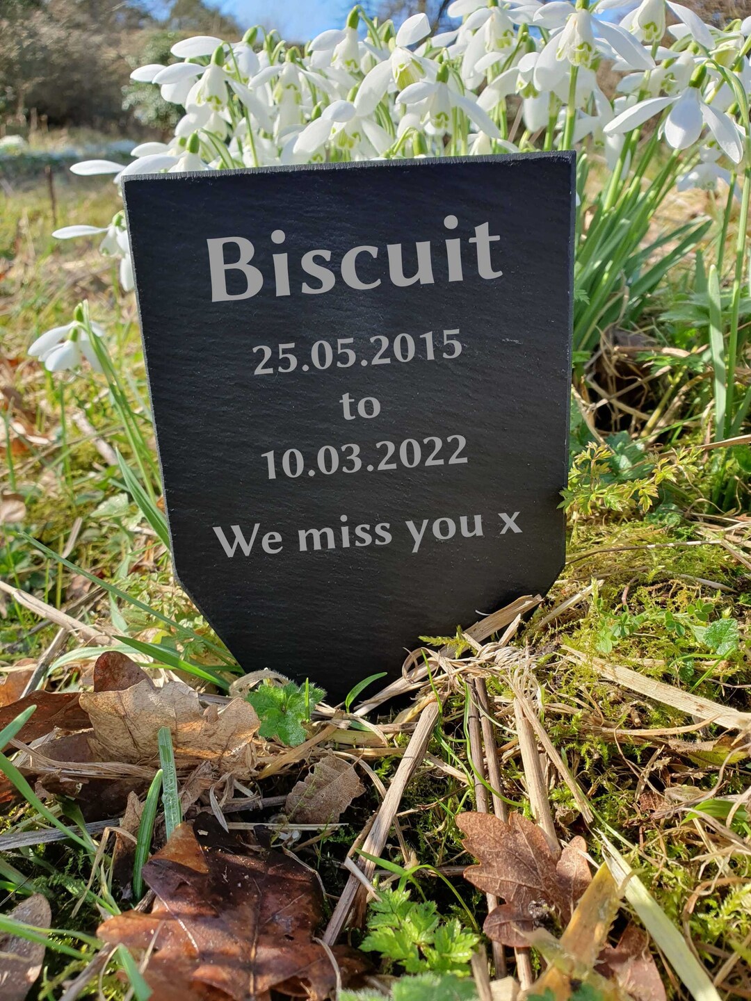 Engraved Personalised Slate Rustic Pet Memorial Plaque, Headstone ...