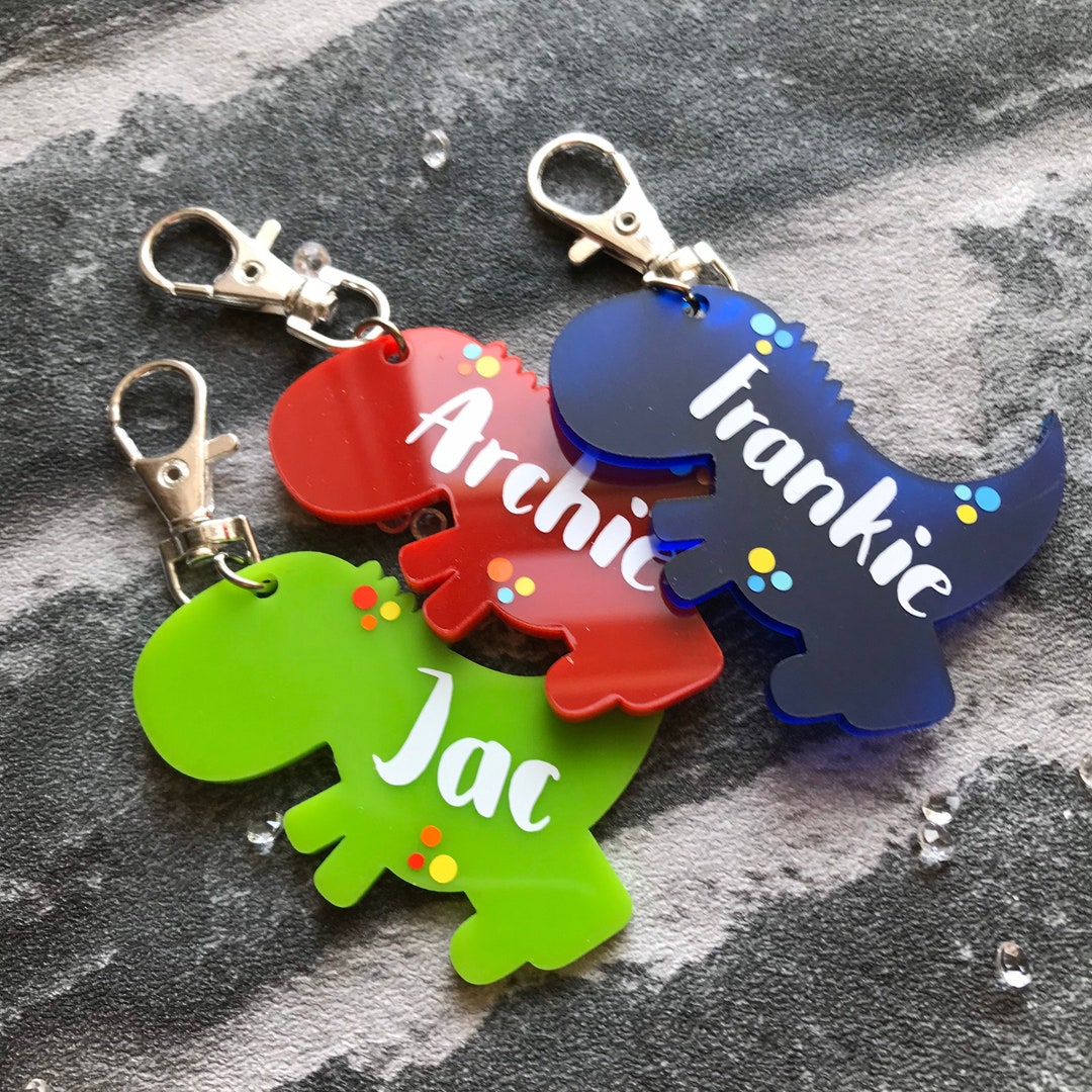 Dinosaur Bag Tag, Dino Bag Tag, School Gift, Children’s Personalised ...