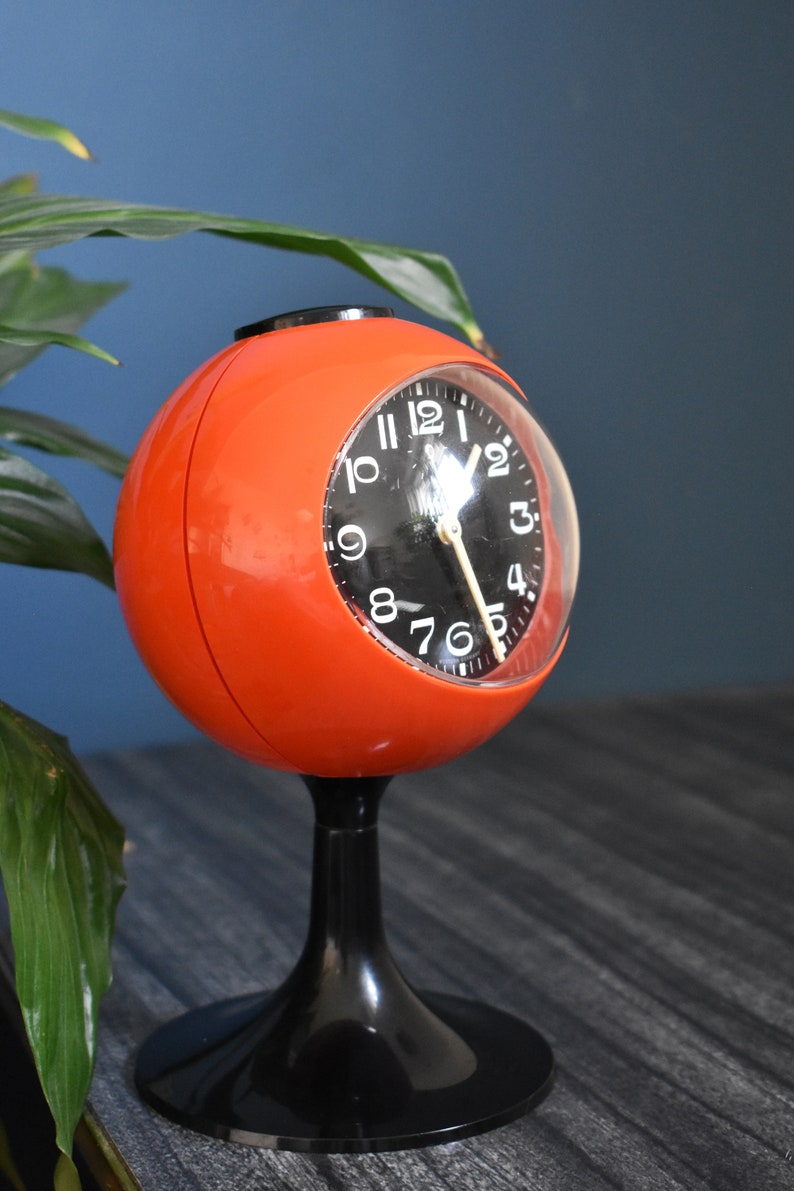 Blessing Space Age Alarm Clock / Vintage Orange and Black - Etsy