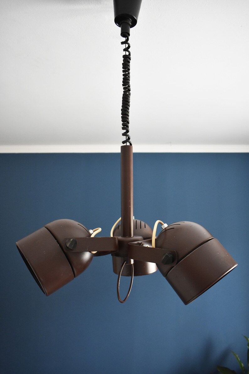 Brown Space Age Pull Down Lamp With Three Adjustable | Etsy