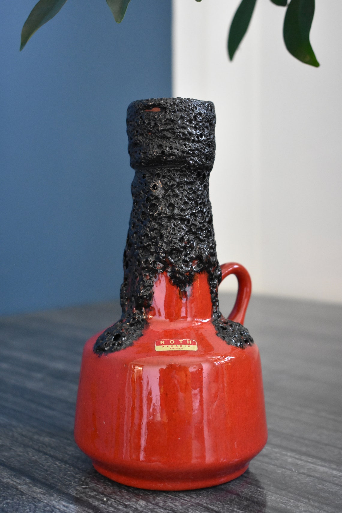 ROTH Keramik Fat Lava Red Handled Vase / Made in West Germany - Etsy