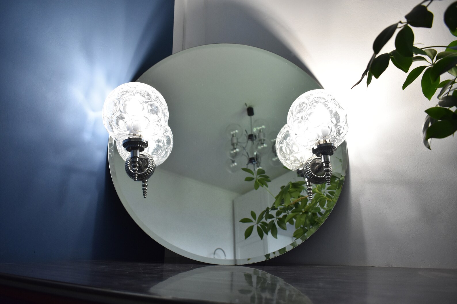 Mid Century Round Wall Mirror by FLABEG Germany / Illuminated | Etsy