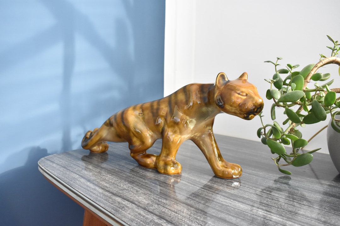 Vintage Ceramic Tiger / Large Vintage Tiger Figure / Tiger Sculpture ...
