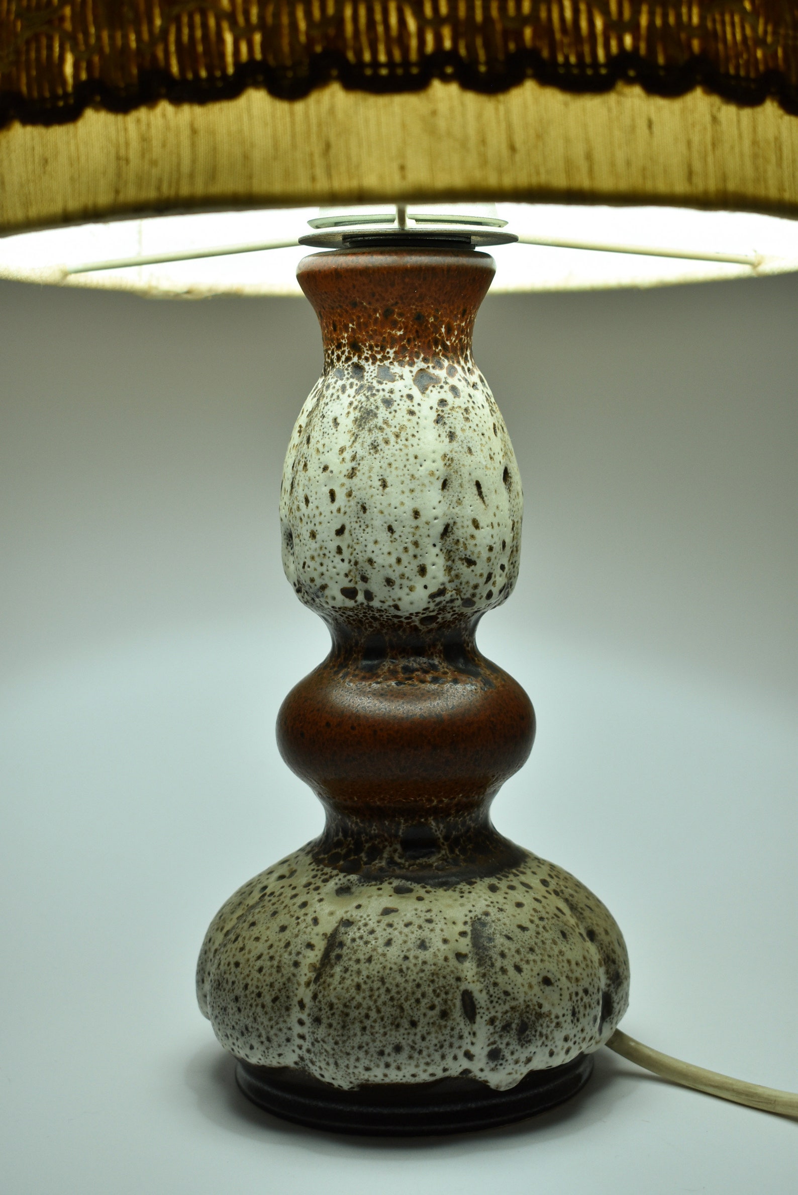 West German Fat Lava Ceramic Table Lamp With Original Shade / - Etsy